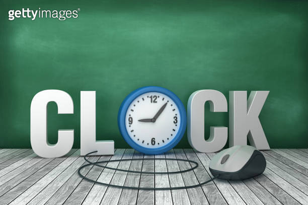 3D Word CLOCK with Clock on Chalkboard Background - 3D Rendering 이미지 ...