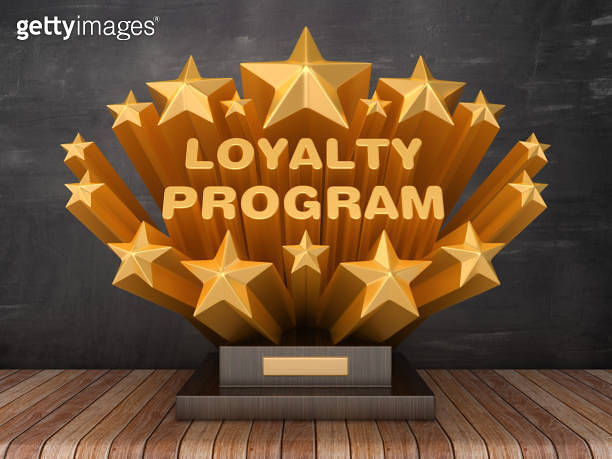 Gold Stars with LOYALTY PROGRAM Phrase on Trophy - Chalkboard ...