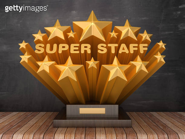 Gold Stars with SUPER STAFF Phrase on Trophy - Chalkboard Background ...
