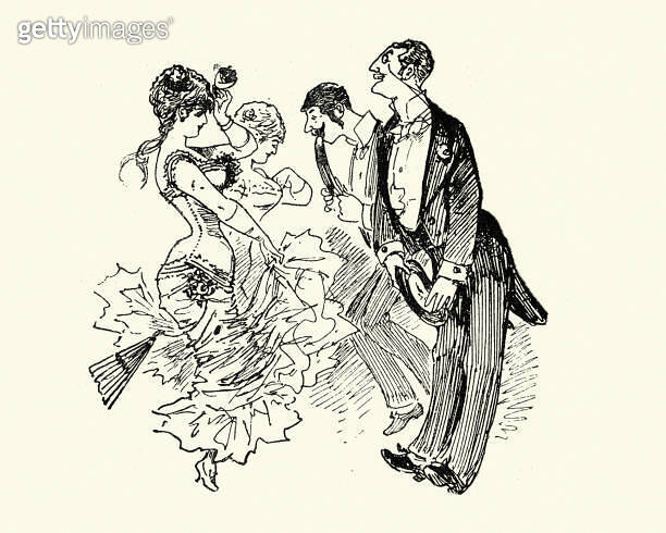 Young Victorian couples dancing and flirting, 1880s, German (1212046358 ...