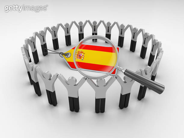 Pictogram Teamwork with SPAIN FLAG Price Tag - 3D Rendering 이미지 ...