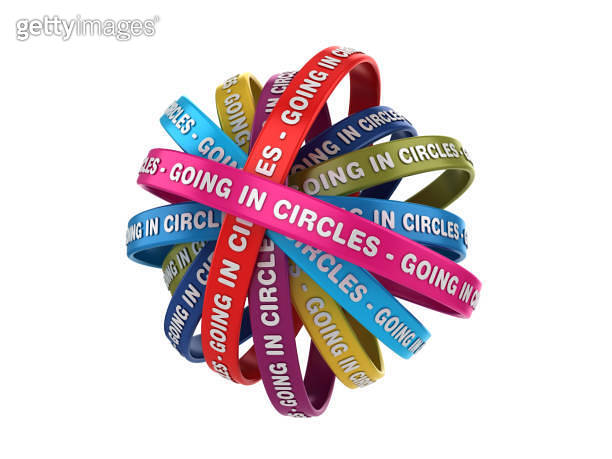 Circular Ribbons with GOING IN CIRCLES Phrase - 3D Rendering 이미지 ...