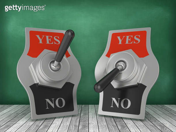 YES NO Toggle Switch on Chalkboard Background - 3D Rendering ...