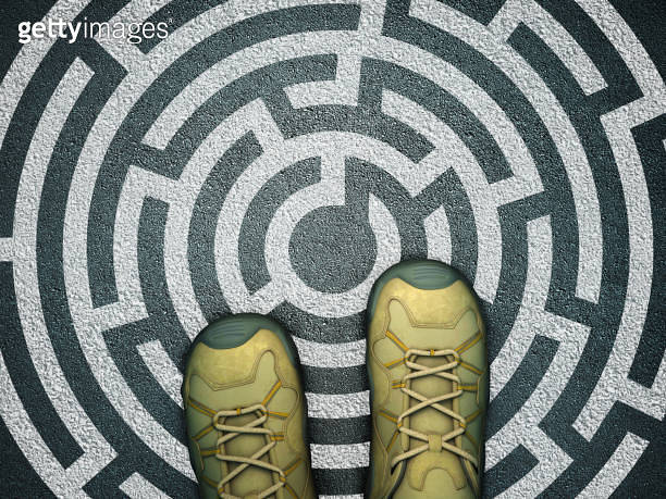 Feet on Asphalt Road with Maze - 3D Rendering (1218946890) 일러스트, 무료 ...