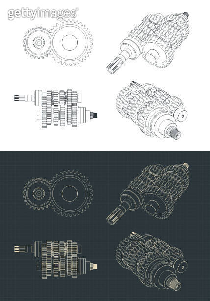 Motorcycle transmission gearbox drawing 이미지 (1224432234) - 게티이미지뱅크