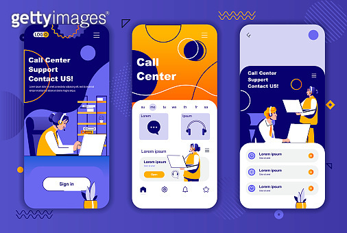 Call center unique design kit for social networks stories. Customers ...