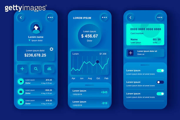 Online banking unique neumorphic design kit for app. Mobile wallet ...