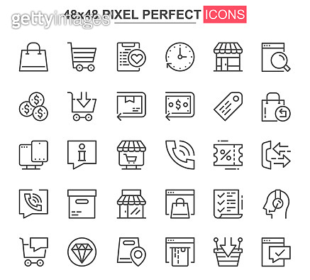 E-commerce thin line icon set. Online shopping outline pictograms for ...