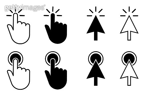 Ser cursor pointer icons. Mouse, hand and arrow. Click, press and touch ...