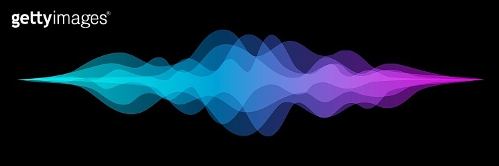 Abstract audio sound wave background. Blue and purple voice or music ...