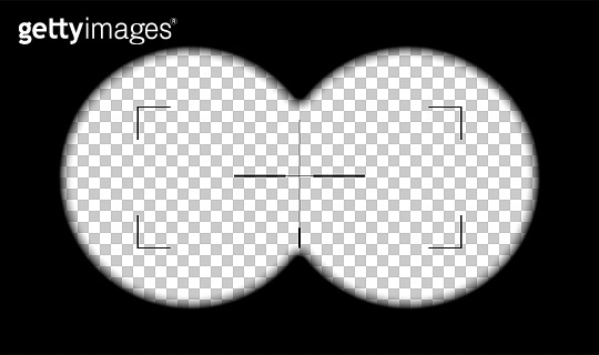 Looking in periscope or binoculars at target on black background. Sight ...