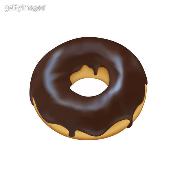 Chocolate glazed ring donut. Vector design isolated on white background ...