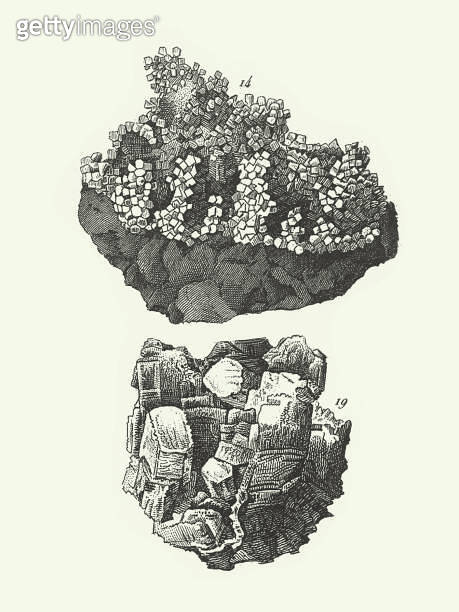 Vintage, Arragonite and Calcareous Spar, Minerals and Their Crystalline ...