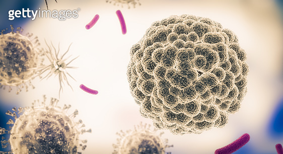 Corona virus. Covid-19 virus cells or bacteria molecule. Flu, view of a ...