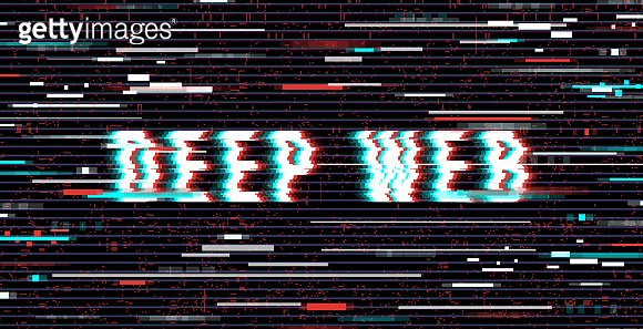Deep Web inscription in a distorted glitch style on a black background ...