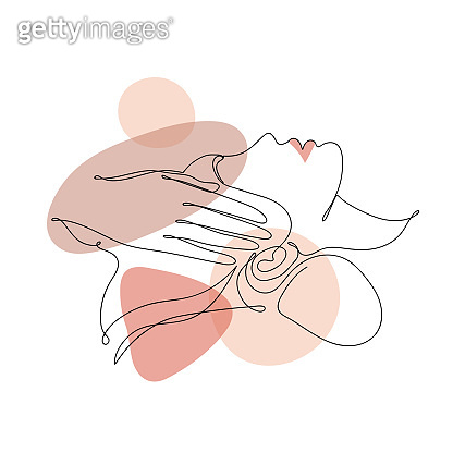 Abstract image in a linear style of a woman and a hand giving a face ...