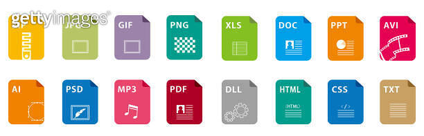 set of file icons isolated vector 이미지 (1271881738) - 게티이미지뱅크