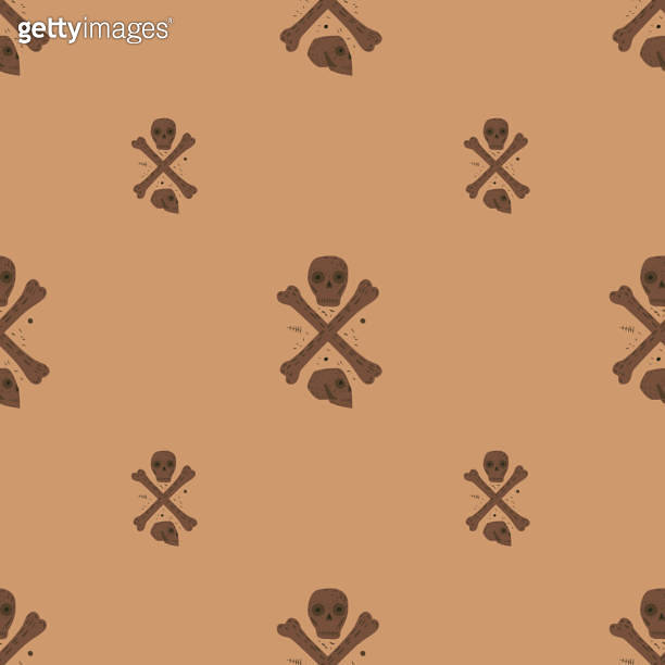 Decorative pirate seamless doodle pattern with skulls and bones. Pirate ...