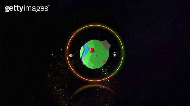 3d render. Alien planet concept. 3D low-poly strange vivid planet ...