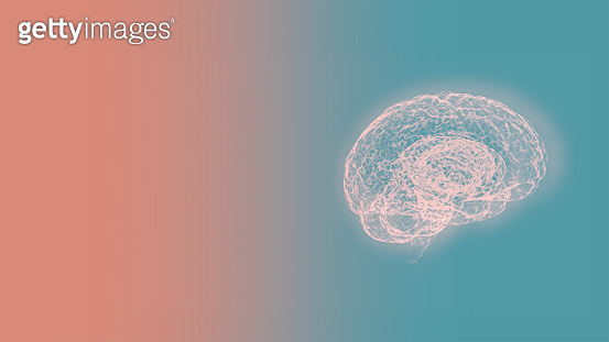 3d render computed medical tomography MRI scan of human brain over ...