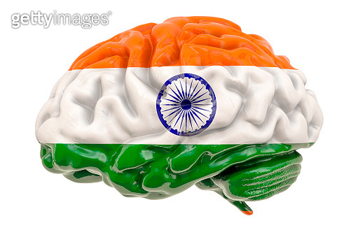 Human brain with Indian flag. Scientific research and education in ...