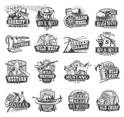 American Western, Wild West cowboy icons 이미지 (1222444958) - 게티이미지뱅크
