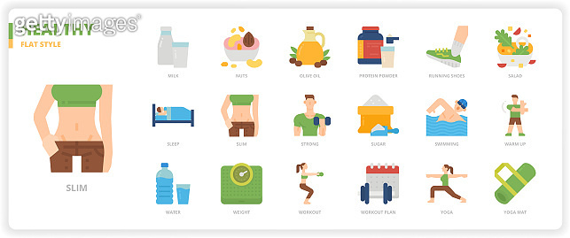 Healthy icon set (1292109771) 일러스트, 무료 일러스트, 아이콘, 무료 아이콘 - 게티이미지뱅크