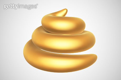 3D golden turd isolated on white background. Golden poo award for worst ...