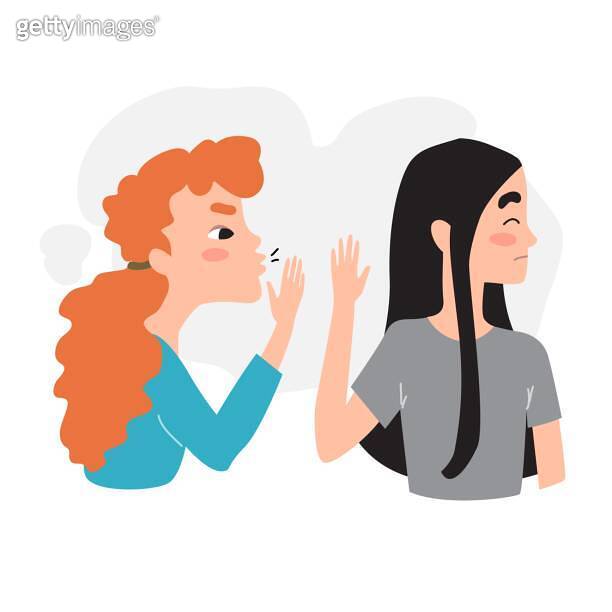 Girl refuses to listen to gossip. Stop gossip 이미지 (1285222548) - 게티이미지뱅크