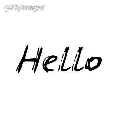 Hello. Black text, calligraphy, lettering, doodle by hand isolated on ...