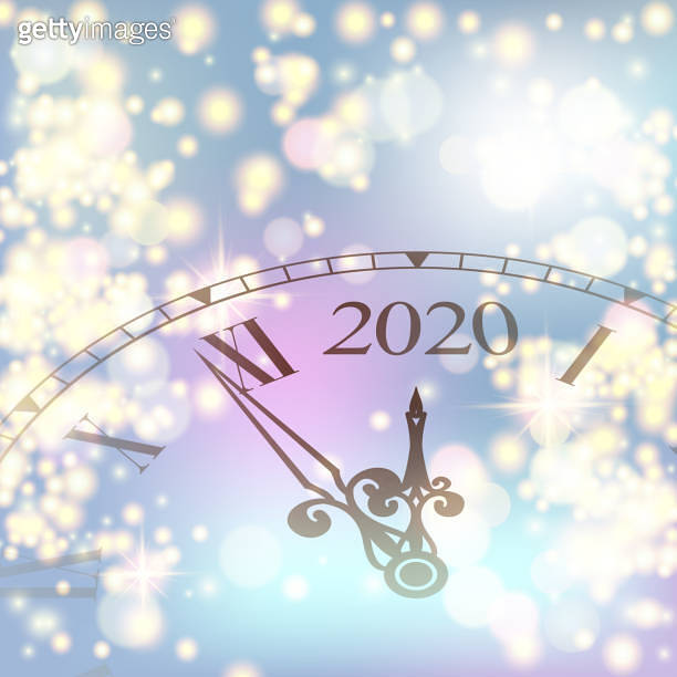 Happy New Year 2020 clock with a Roman dial a few minutes until ...