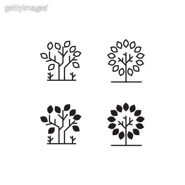 Tree Line and Solid Icon Logo Vector Symbol (1220239461) 일러스트, 무료 일러스트 ...