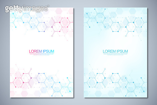 Template brochures or cover design, book, flyer, with molecules ...