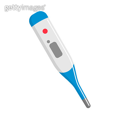 Thermometer cartoon icon. Digital medical device measuring body ...