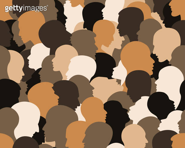 People profile heads. Seamless pattern of a crowd (1281501314) 일러스트, 무료 ...