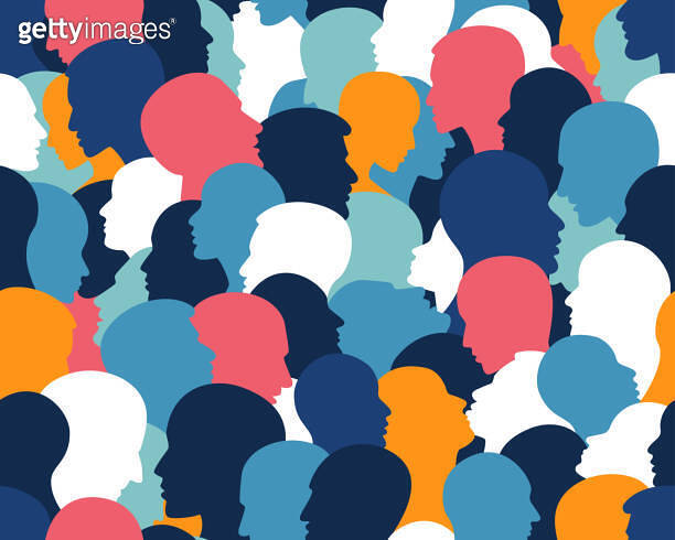 People profile heads. Seamless pattern of a crowd. (1281500995) 일러스트 ...