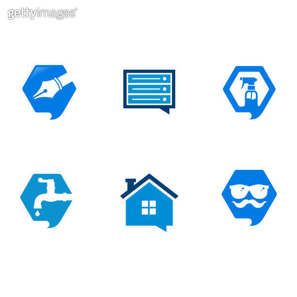 Set of Discussion logo template, Set of Talk logo designs vector 이미지 ...