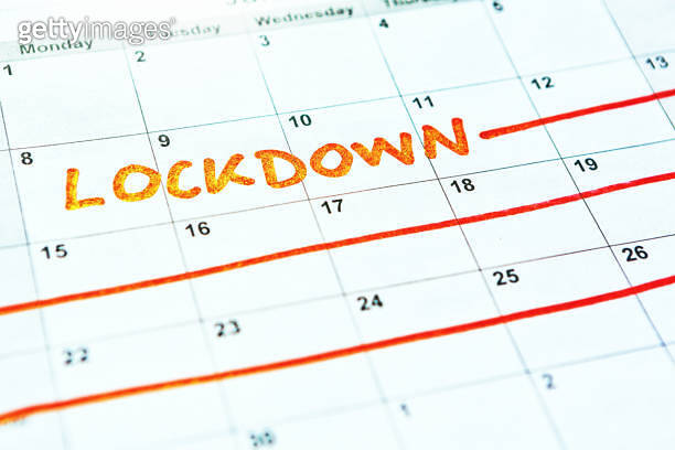 LOCKDOWN scheduled on a calendar during Covid-19 coronavirus pandemic ...