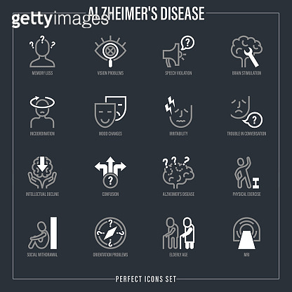 Alzheimer's disease symptoms. Memory loss, speech violation ...