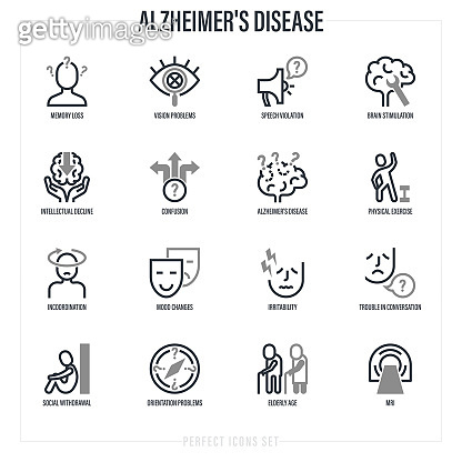 Alzheimer's disease symptoms. Memory loss, speech violation ...