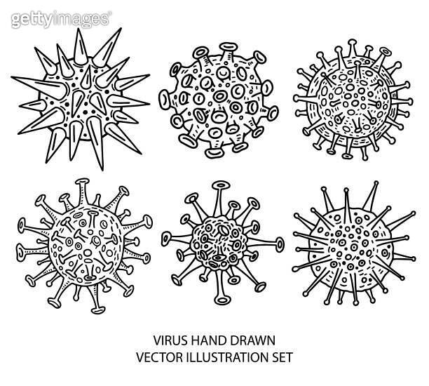 Different kinds of virus, sketch collection. Hand drawn illustration ...