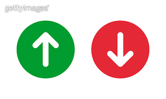 green up and red down arrows, round solid vector signs 이미지 (1249570419 ...