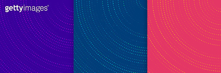 Set of abstract circular overlapping trendy color background with ...