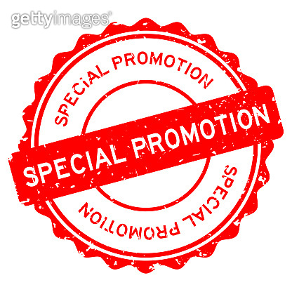 Grunge red special promotion word round rubber seal stamp on white ...