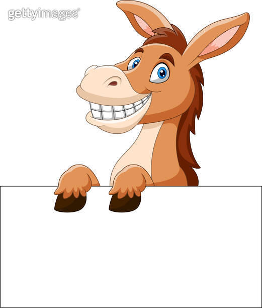 Cartoon funny donkey holding blank sign (1202414231) 일러스트, 무료 일러스트 - 게티 ...