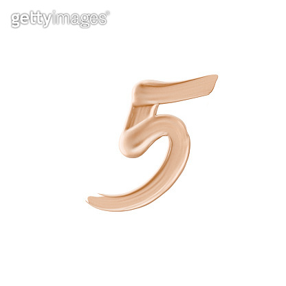 Numeral 5. Cosmetic product smear number Five isolated on white ...