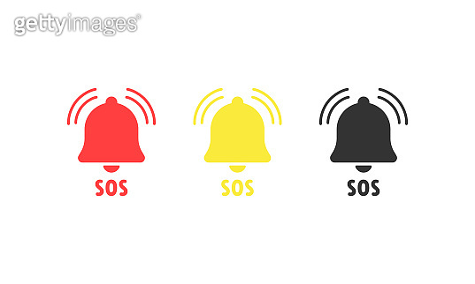 SOS bell icon. Emergency alarm button. Vector EPS 10. Isolated on white ...
