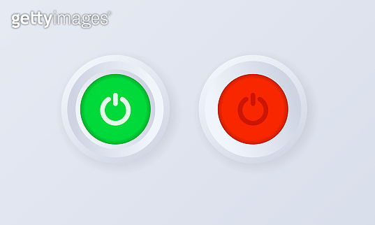Power on button icon set. Button, sign, badge in 3d style. Power off ...