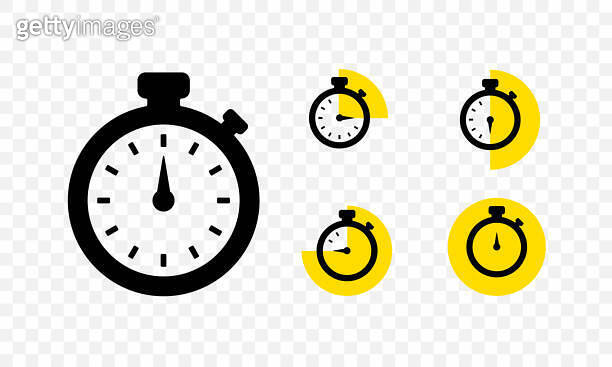 Set of timer and stopwatch icons. Countdown timer with different time ...
