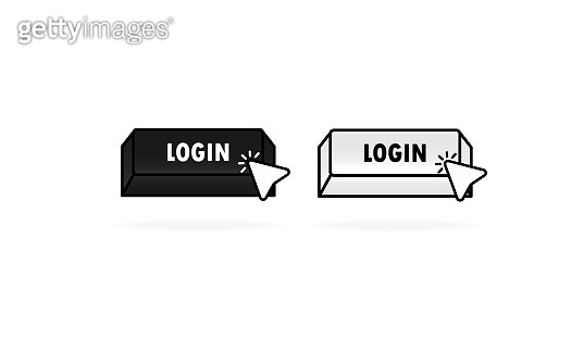 Login button with cursor, pointer. Web login icon. Vector illustration ...